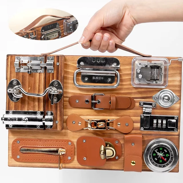 CHILDREN BUSY BOARD Montessori Toy DIY Accessories Lock Latch Door ...