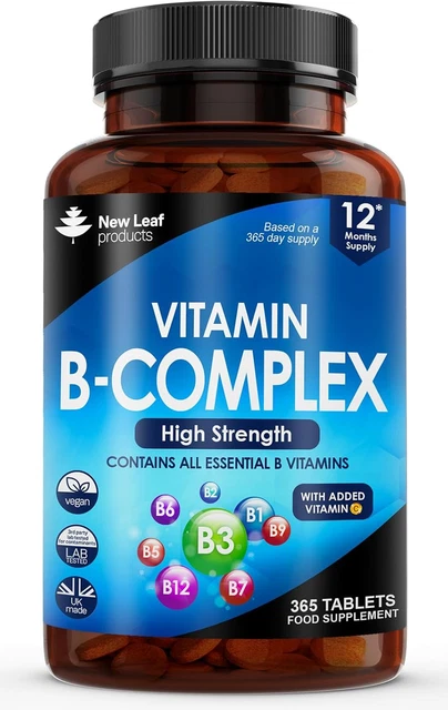 VITAMIN B COMPLEX - 365 Small Tablets (One Year Supply) High Strength ...