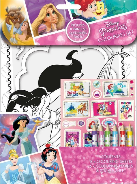 DISNEY PRINCESS COLOURING Set - Pencils & Stickers Activity Book £5.00 ...