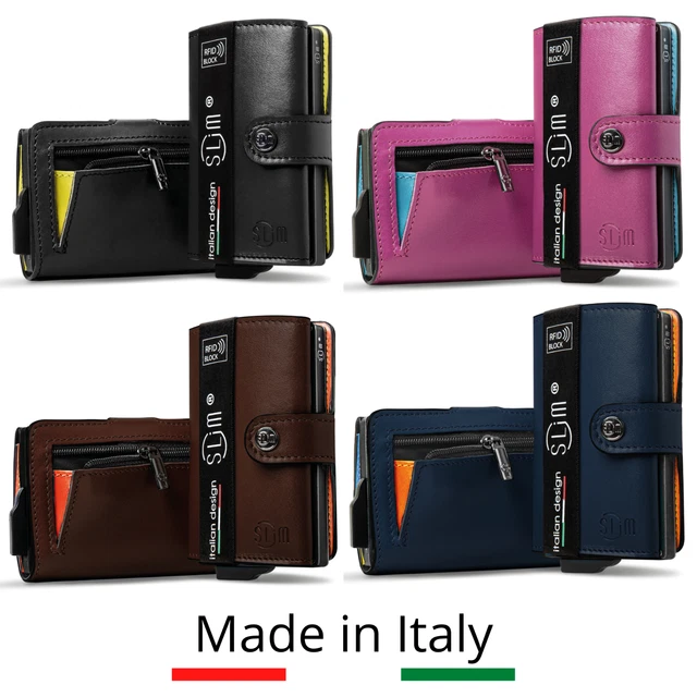 PORTA CARTE CREDITO SLim ® Portafoglio Porta Tessere Uomo Donna Rfid ...