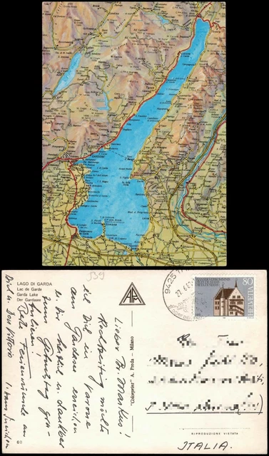 CARTOLINA RIVA DEL Garda Landkarte (Map) Lago di Garda Gardasee 1985 ...