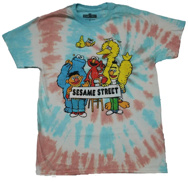 SESAME STREET NEW Adult T-Shirt - Bert Ernie Elmo Big Bird Holding Sign ...