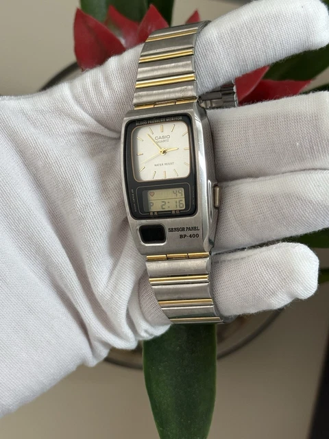 RARE VINTAGE CASIO BP-400 Blood Pressure Monitor Men’s Ana-Digi Watch ...