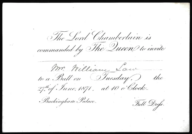 VICTORIAN INVITATION BALL Buckingham Palace Queen Victoria Lord ...