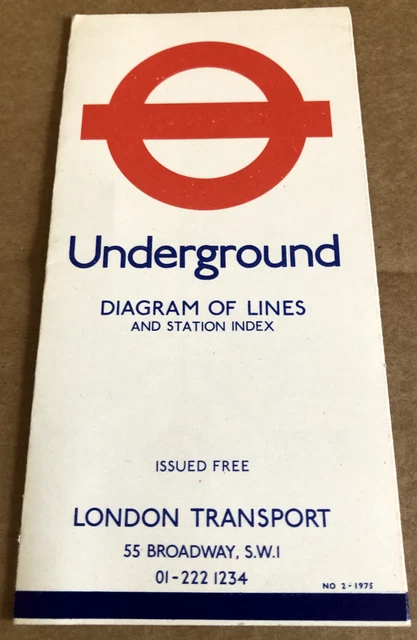 ORIGINAL POCKET MAP London Transport Underground Diagram of Lines No.2 ...