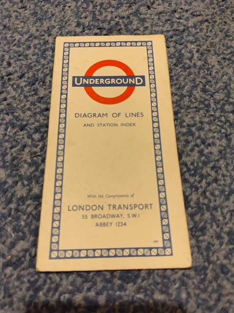 LT LEAFLET MAP Tube Underground Harry Beck Diagram Of Lines 1957 Good ...