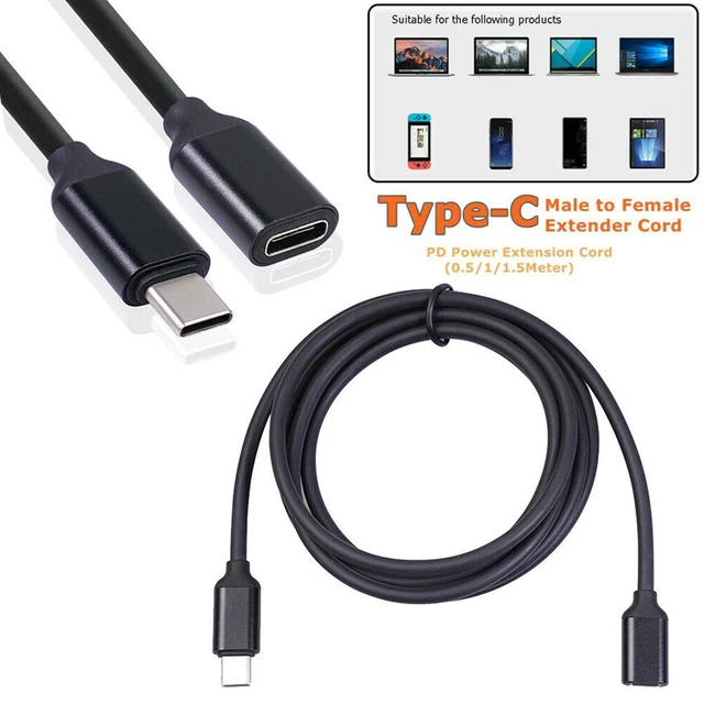 USBC PD EXTENSION Cable for Improved Charging and Syncing Male to ...