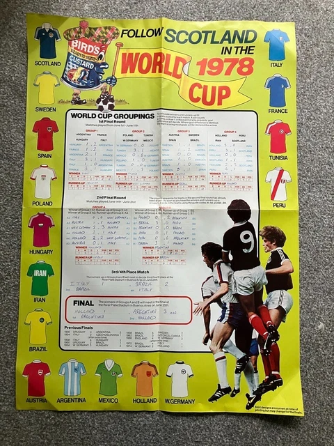 ORIGINAL SCOTLAND 1978 World Cup Wall Chart / Poster never stuck to the ...
