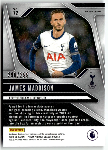 PANINI 2024-25 PRIZM Premier League N º 72 James Maddison Azul Prizm ...