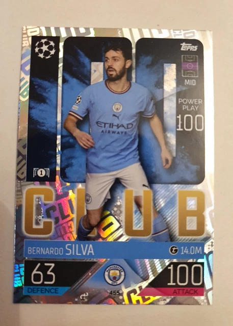 MATCH ATTAX 2022/23 22/23 #455 Bernardo Silva 100 Hundred Club Card Man ...
