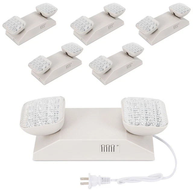 6 PACK LED Emergency Exit Light Adjustable 2 Head With Battery Back-up ...