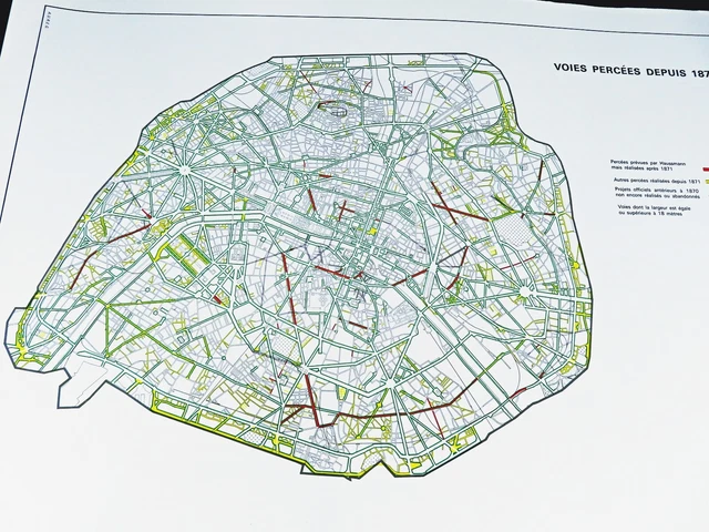VINTAGE PARIS MAP City Street Plan Routes Roads Historical Development ...