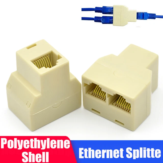 RJ45 ETHERNET LAN Network Y Splitter 2 Way Adapter 3 Ports Coupler ...