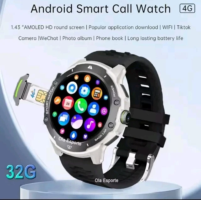 SMARTWATCH ULTRA MÄNNER NFC 4G HD Kamera,APP, 780 mAh, SIM 32GB Wifi ...