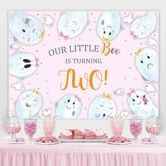 OUR LITTLT BOO Is Thrning Two 2nd Birthday Backdrop $36.09 - PicClick AU