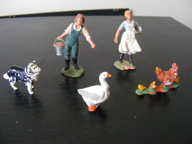 VINTAGE BRITAINS FARM - FARMERS WIFE PLASTIC FIGURES + GOOSE CHICKEN ...