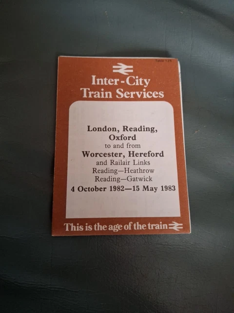 BRITISH RAIL TRAIN Timetable 126 London Paddington Oxford Worcester ...