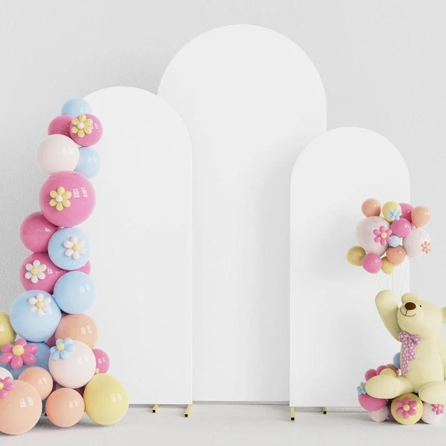 WEDDING ARCH COVER Set of 3 White Spandex Fitted Arch Cover for Round ...