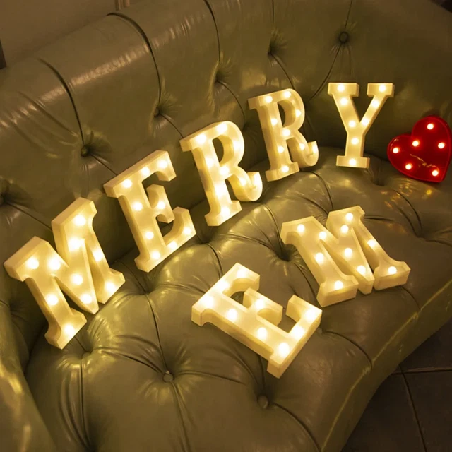 ALPHABET LETTER LED Lights Luminous Number Lamp Battery Warm Night ...
