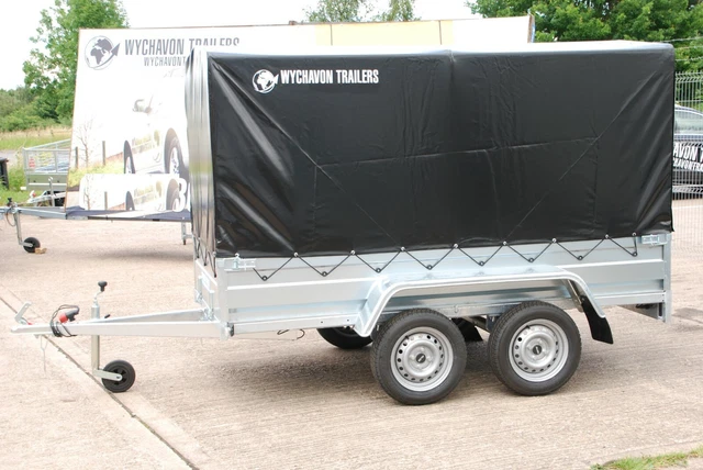 CAR TRAILER 8,7FT x 4ft TWIN AXLE ALKO CANVAS COVER BOX TRAILER 750KG ...