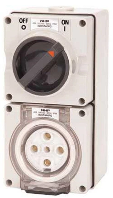 ISO SWITCHED SOCKET 500V 3-Phase 4-Round Pin Standard Base, Grey- 40A Or 50A $679.95 - PicClick AU