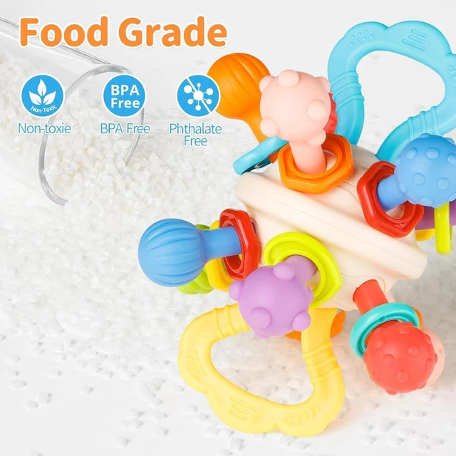 BABY MONTESSORI SENSORY Toys for 0-6 6-12 Months, Food Grade Teething ...