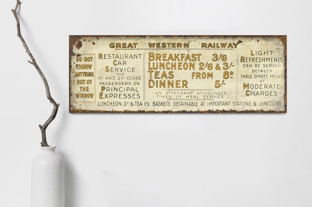 VINTAGE STYLE ENGLISH Railway Great Western Buffet Car Menu Station ...