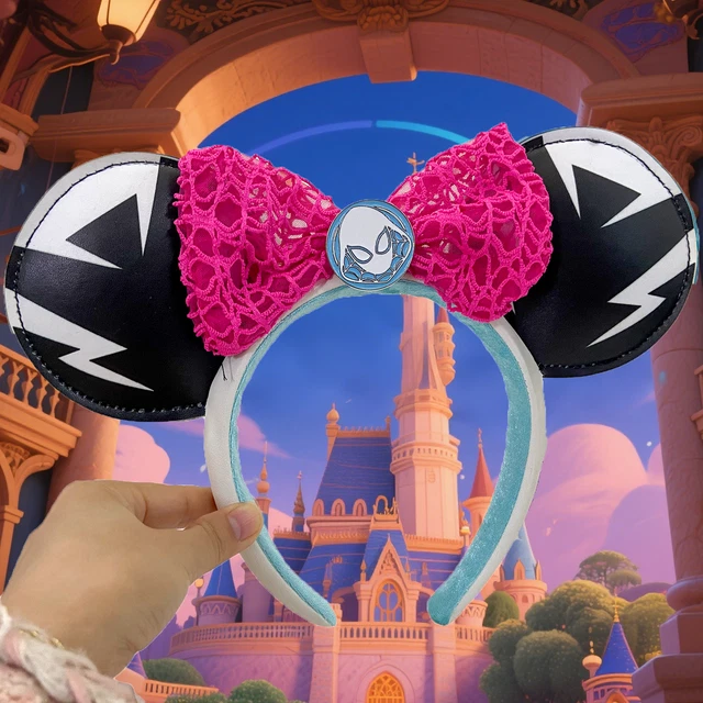 DISNEY~ GWEN SPIDER-MAN Minnie Mouse pink bow headband with ears £14.64 ...