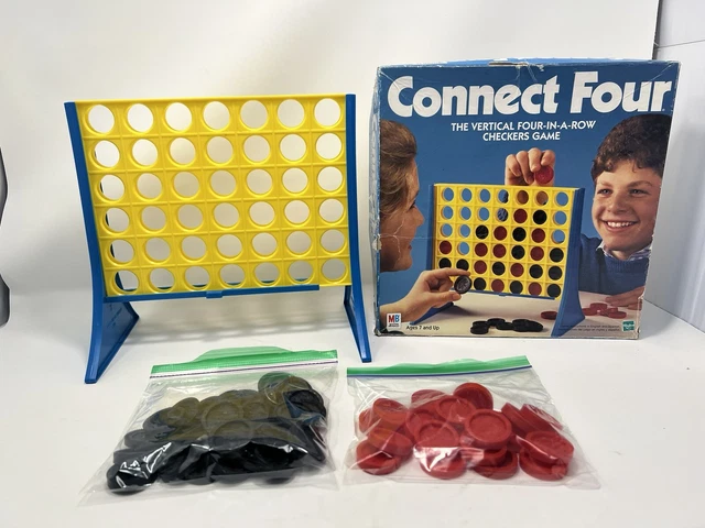 VINTAGE CONNECT FOUR 4 Board Game 1990 Milton Bradley Checkers Toy $17. ...