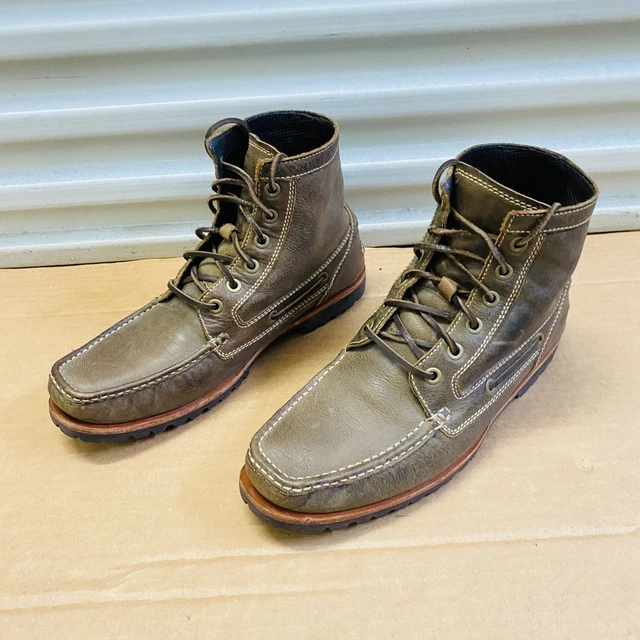 COLE HAAN CHUKKA Desert Canvas Moc Toe Leather Gray Boots Men’s 9.5 M £ ...