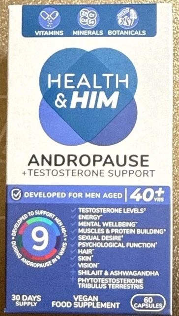 HEALTH & HIM Andropause 40+ Supplement for Men 60 Capsules 03/27 £21.51 ...