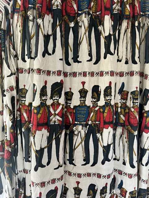 VINTAGE RETRO MID Century David Whitehead Soldiers Linen Curtains Bark ...