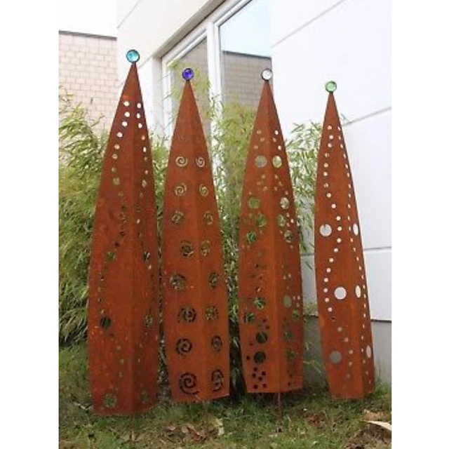 EDELROST GARTENDEKO ROST Gartenstecker Rost Skulpture Glaskugel ...