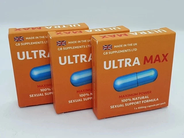 ULTRA MAX BLUE High Strength 400mg x3 Capsules 100% Natural Support For ...