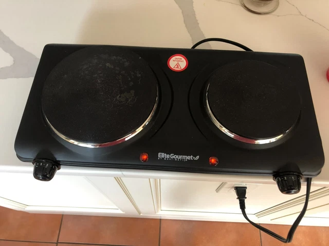 ELITE GOURMET DOUBLE Flat Burner Electric Buffet Burner, 1500w Griddle ...