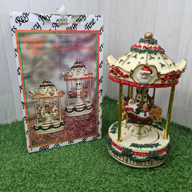 RARE SANTA Merry Go Round Musical Carousel Christmas By Regency Fine ...