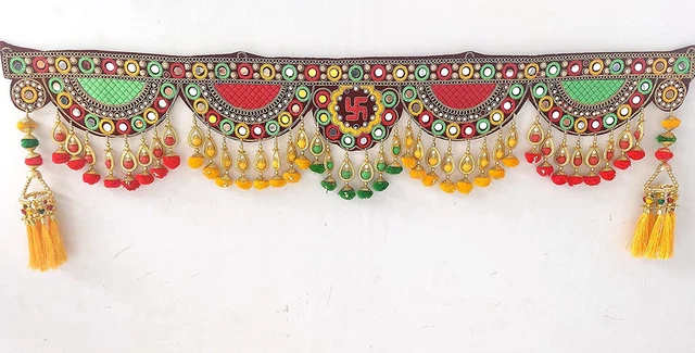 SWASTIK PEARL ELEGANCE: Traditional Cotton Main Door Toran for Diwali ...