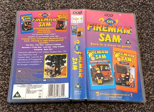 FIREMAN SAM 2 On 1 Bbc Video Hero Next Door Lost Cat Pal Vhs Video Kids ...