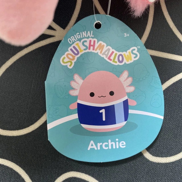 SQUISHMALLOWS ARCHIE THE AXOLOTL 7.5" plush #1 FOOTBALL JERSEY - with ...