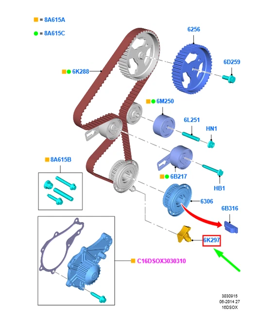 FORD FOCUS MK3 C346 Timing Belt Guide 1145956 2S6Q-6M256-AA NEW GENUINE ...