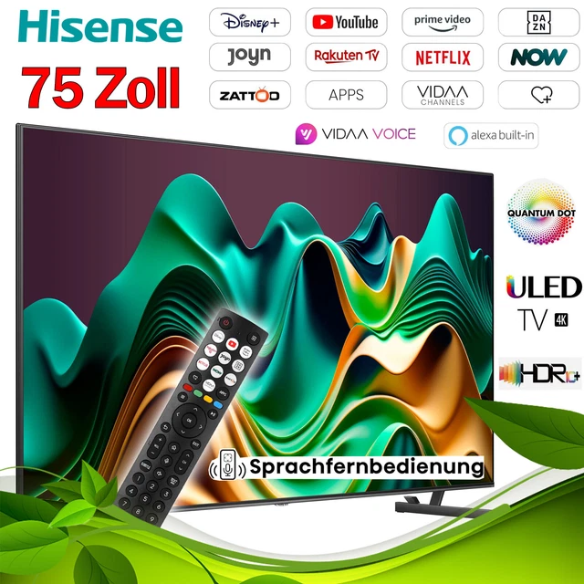 HISENSE 75U6NQ HISENSE 75Zoll Fernseher 189cm 4K UHD Smart TV HDR WiFi ...