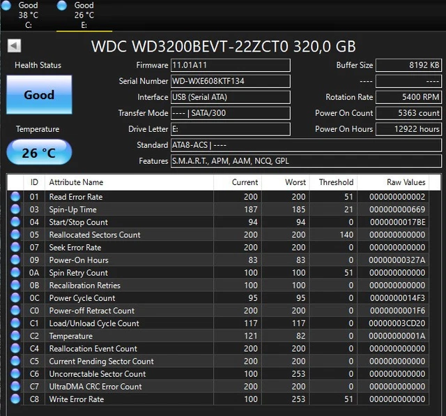 WD WDC WD3200BEVT-22ZCT0 320GB 320GO 2.5" 5400RPM mobile HDD SATA EUR ...