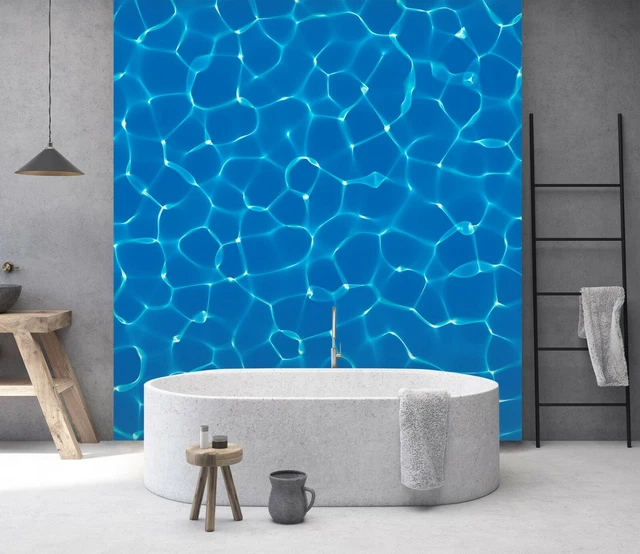 3D BLUE WATER Texture KEP228 Wallpaper Mural Self-adhesive Removable ...