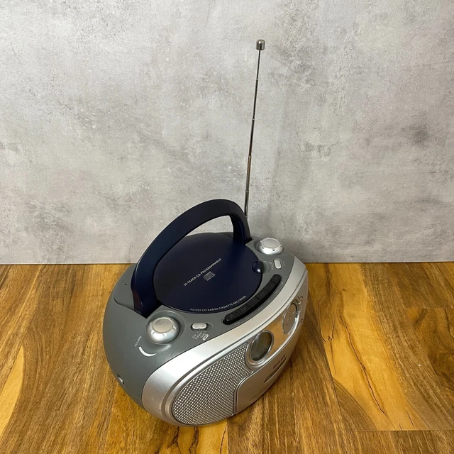 PHILIPS AZ1022 BOOMBOX - Radio & CD Player - Silver / Blue - READ ...