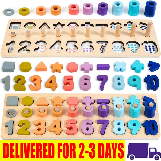 EARLY EDUCATIONAL COUNTING Toy Montessori Wood Block Puzzle Math ...