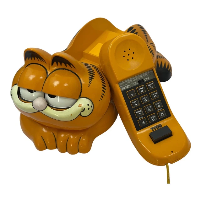 VINTAGE TYCO GARFIELD Cat Phone Vtg 80s Landline Tested - Eyes Open ...