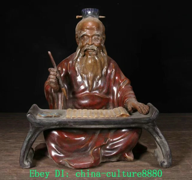 WUCAI PORCELAIN CONFUCIUS Educationist Statue Statue de l'éducateur ...
