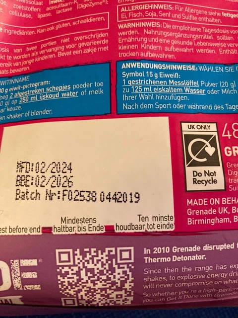 GRENADE WHEY PROTEIN Blend- Birthday Cake 480g Best before end Feb 2026 ...