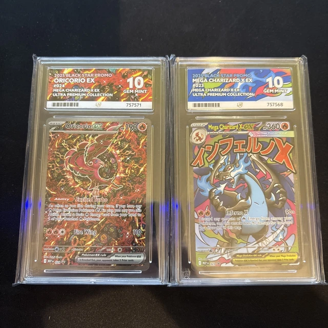 ACE 10 POKÉMON TCG Mega Charizard X ex 023 & Oricorio ex 024 UPC Promo ...