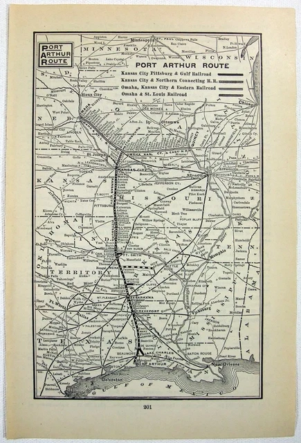 ORIGINAL 1898 RAILROAD Map of the Port Arthur Route. Antique EUR 12,81 ...